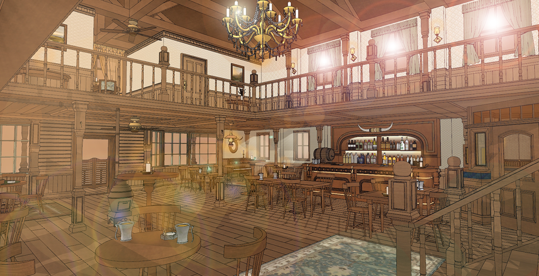 19th Century Salon & Club - 3 Space SET (Western Salon, Inn, Bathroom)